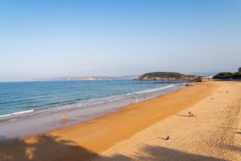 Beach of `El Sardinero`, Santander, Spain Stock Photo - Image of empty ...