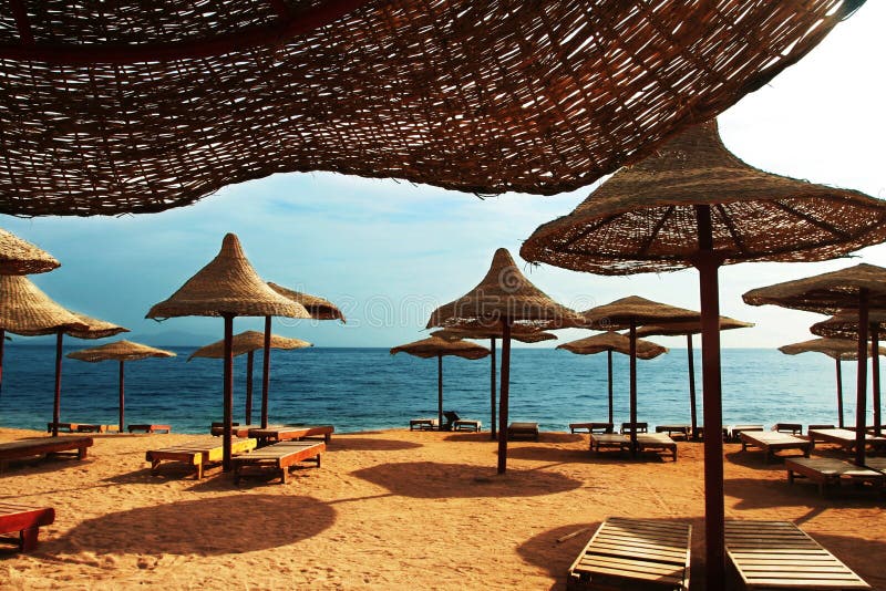 Beach scene stock photo. Image of relax, parasols, beach - 54158560