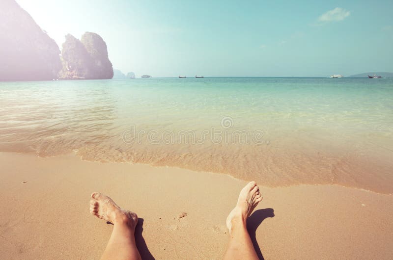 Beach scene stock image. Image of tourist, resort, seascape - 65969703