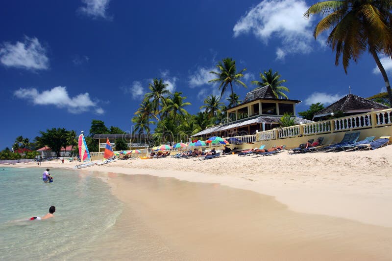 Beach scene in Caribbean stock photo. Image of resort - 2619060