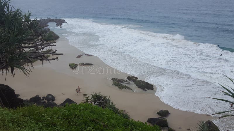 Beach Scene - Coolangatta Beach from a Distance, Qld, Australia Stock ...