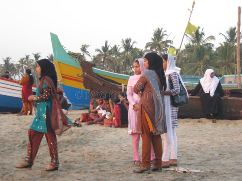 Beach scene, India editorial photography. Image of women - 70717272