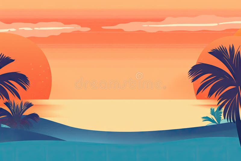 A Beach Scene with Palm Trees and the Sun Setting. AI Generative Image ...