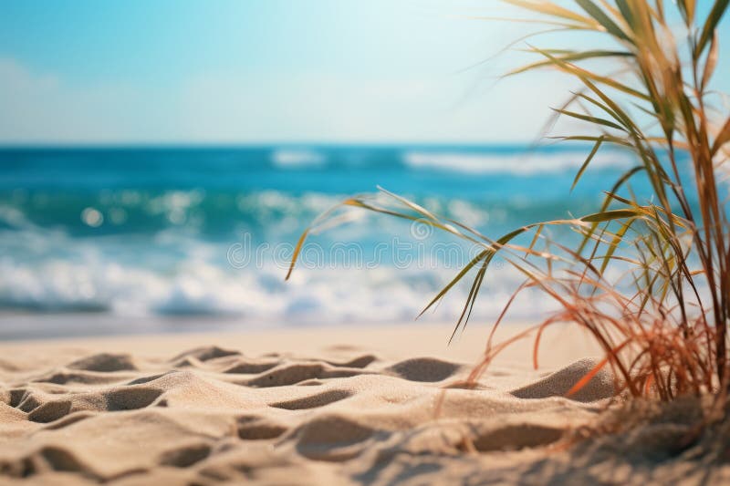 Beach Scene Small Patch Grass Sand Stock Photos - Free & Royalty-Free ...