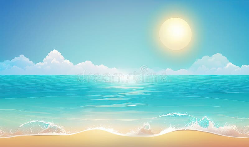 A Beach Scene with the Sun Shining Over the Water and Clouds in the Sky ... A Beach Scene with the Sun Shining Over the Water and Clouds in the Sky ...