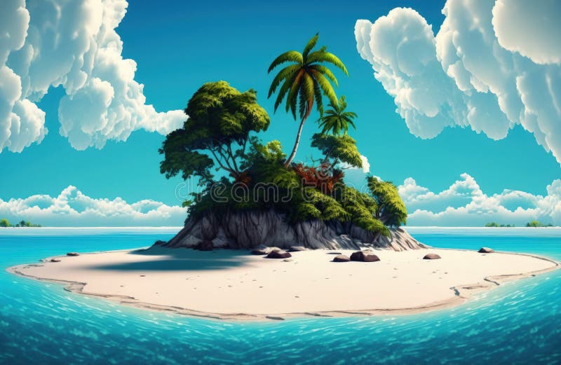 Beach Scene from a Tropical Island with the Most Beautiful Sky Stock ...