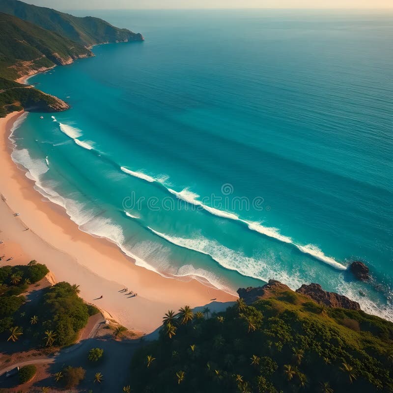 Beach and sea from above stock illustration. Illustration of seaside ...