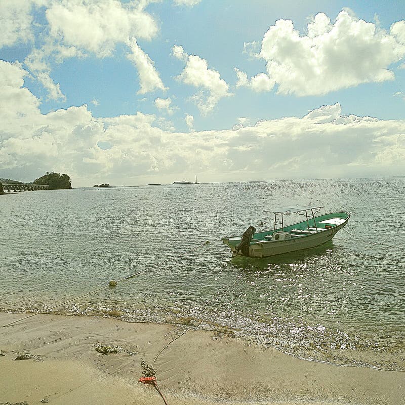 Beach, sea, boat, island.. stock photo. Image of coast - 269306666
