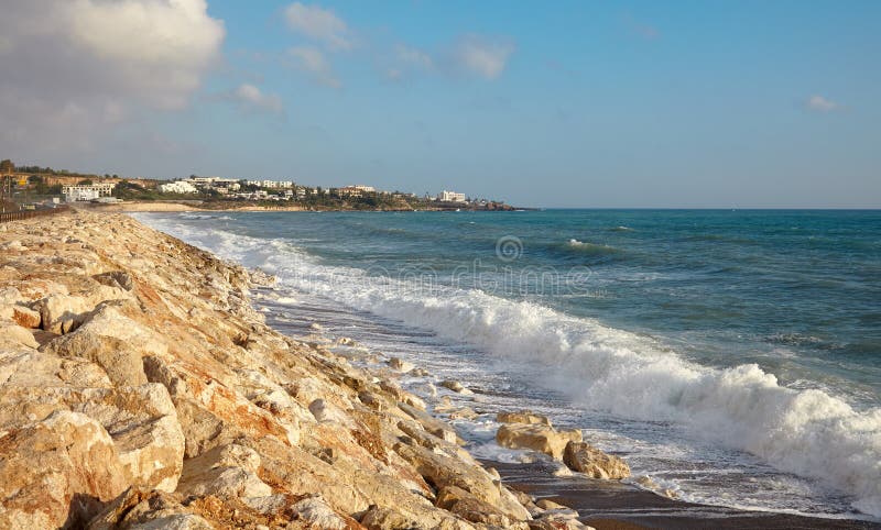 Beach and the sea, Cyprus stock photo. Image of vacation - 63319370