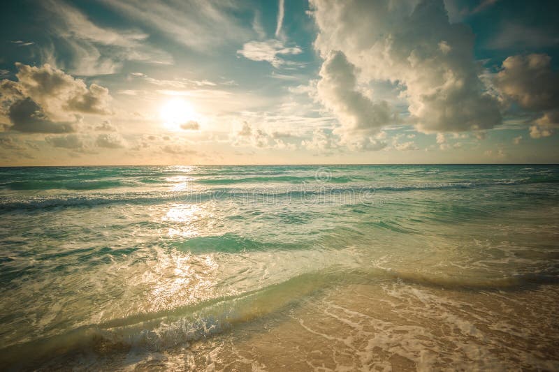 Beach, Sea and Deep Blue Sky Stock Image - Image of away, background ...