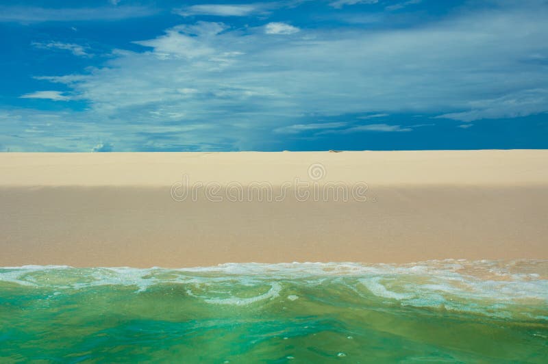 Beach, Sea and Deep Blue Sky Stock Photo - Image of solitude, green ...