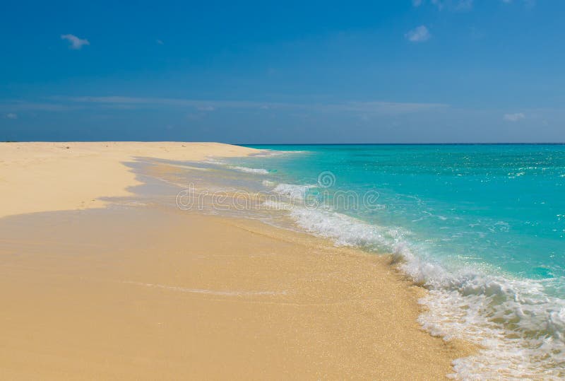 Beach, Sea and Deep Blue Sky Stock Photo - Image of coast, rseascape ...