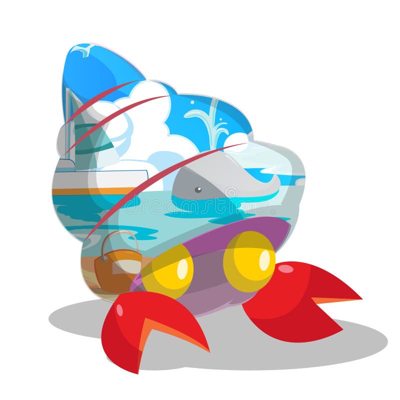 Beach Sea Inside Shell Cartoon Vector Stock Illustration - Illustration ...