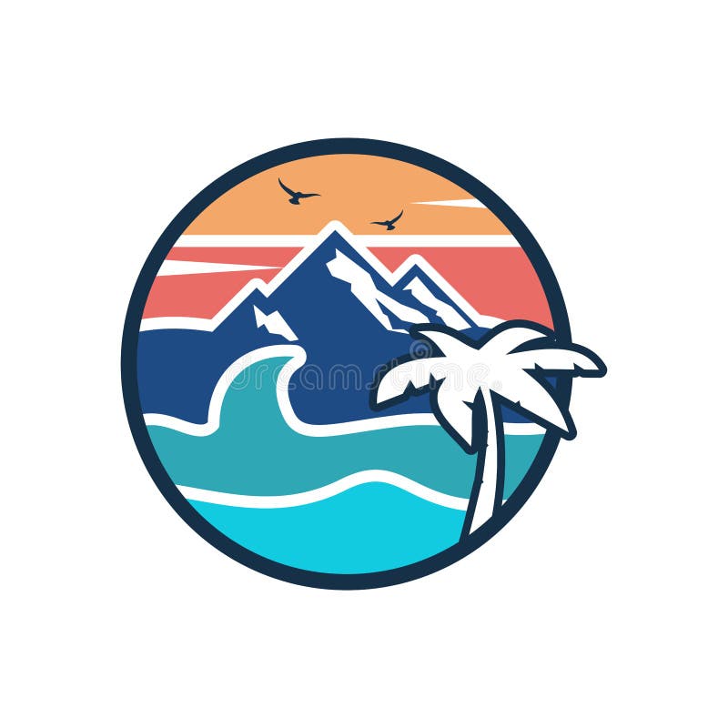 Beach, Sea Logo Design Vector Illustration Stock Illustration ...