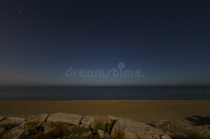 Beach and Sea at Night with Starry Sky Stock Image - Image of fresh ...
