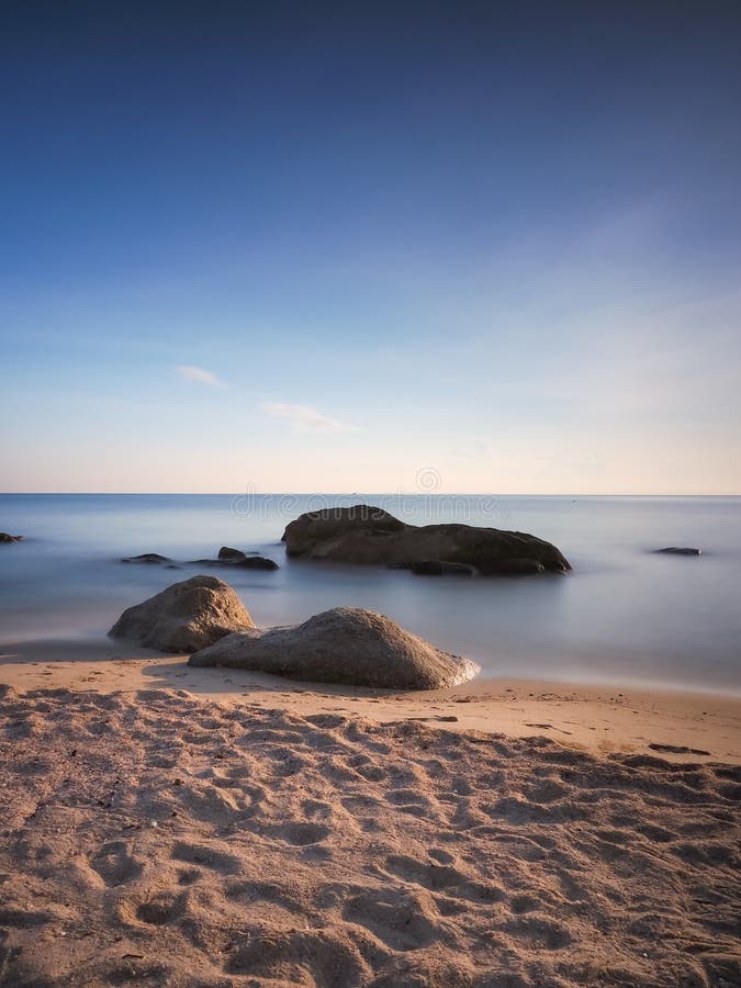 Beach , Sea , Rock and Sky, the Beauty Created by Nature Stock Image ...