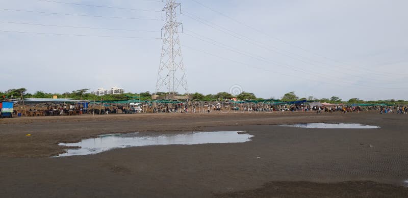 Beach, Sea and Sky View. Dummash Beach in Surat, Gujarat, India Stock ...