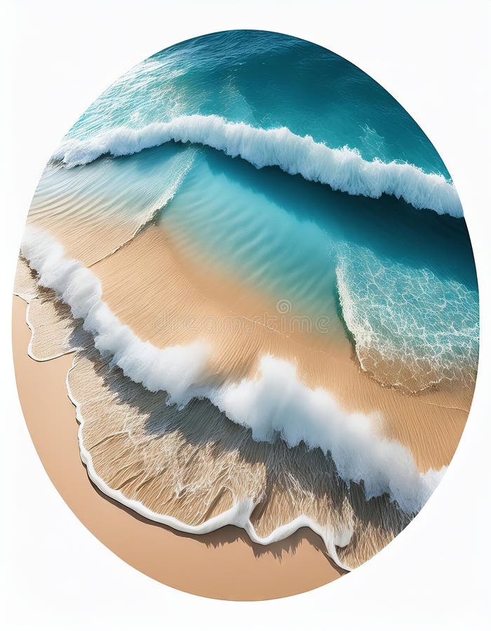 Beach and Sea with Waves in the Form of a Circle. Stock Illustration ...