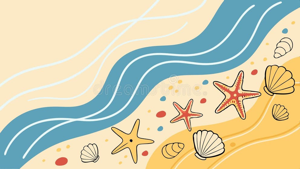Beach and Seashells Border, Summer Vacation and Seaside Frame Vector ...