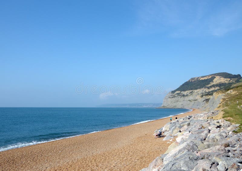 Beach at Seatown Beneath Golden Cap Stock Image - Image of destination ...