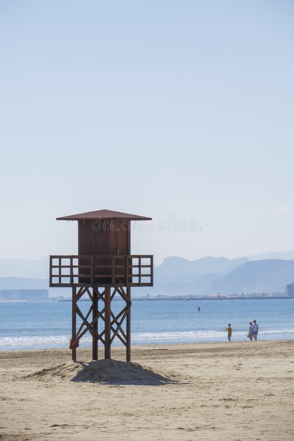 Beach Security Guard Booth on the Cullera Beach Editorial Stock Image ...