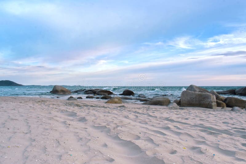 At the Beach during the Setting Sun the Wind Blows Cool. Beautiful ...