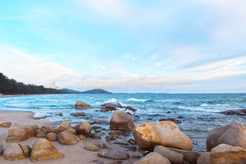 At the Beach during the Setting Sun the Wind Blows Cool. Beautiful ...