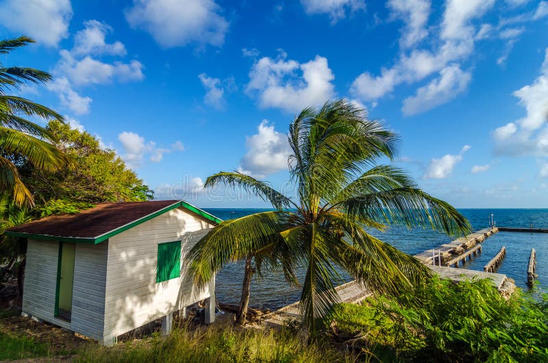 Beach Shack and Sea stock image. Image of travel, providencia - 29167939