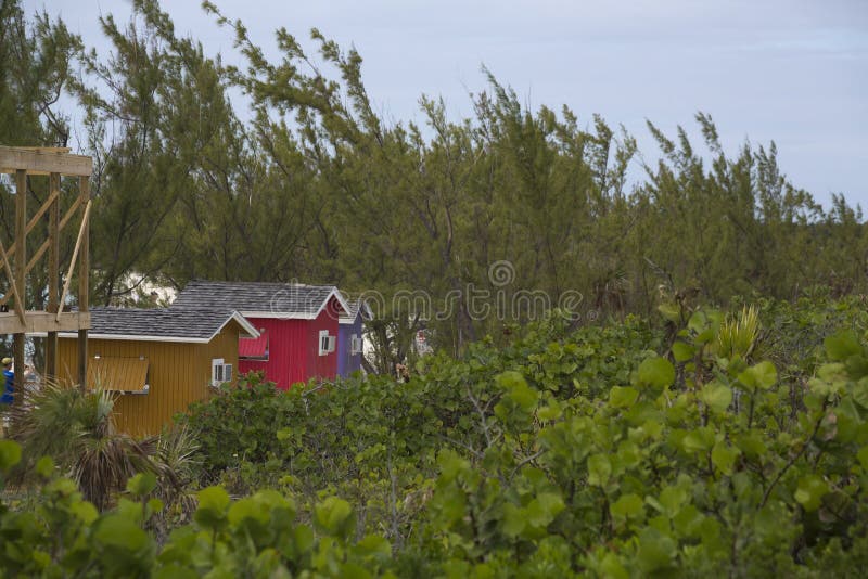 Beach Shacks Behind Trees and Bushes Stock Image - Image of bushes ...