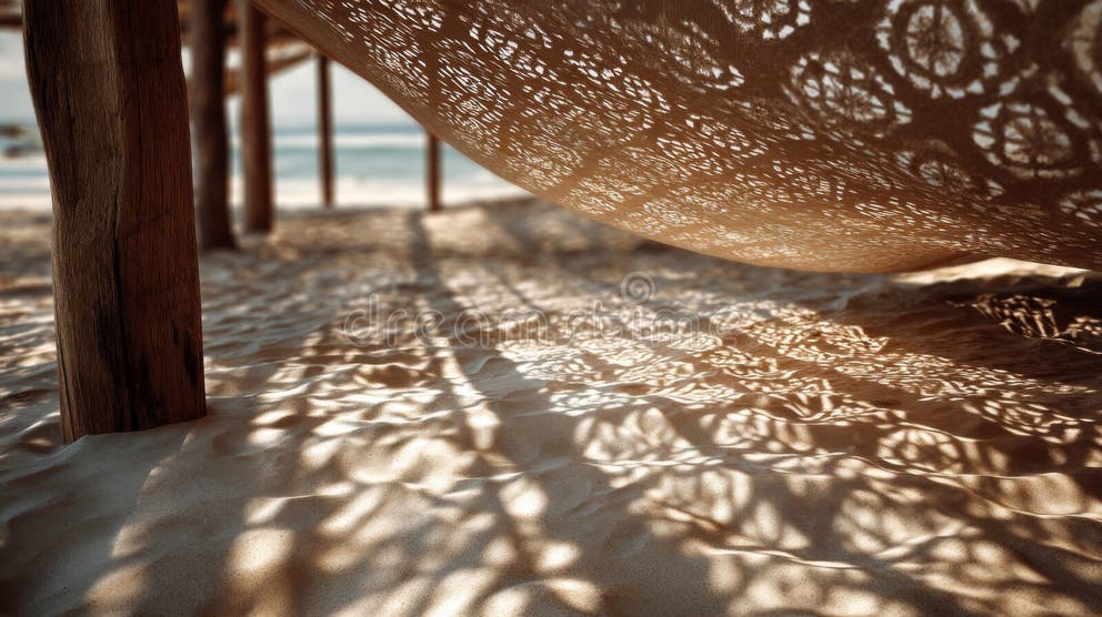 Beach Shade with Intricate Lace Fabric Pattern Stock Illustration ...