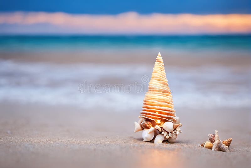 Beach Shell Environment Christmas Tree Made of Seashells Stock ...