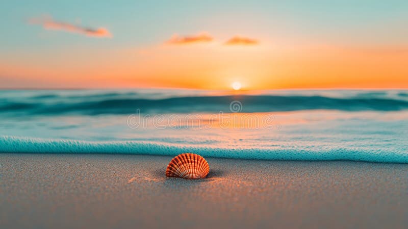 A Beach with a Shell and Pearl is the Setting for a Serene Sunset ...