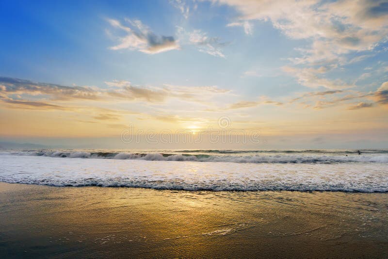 Beach shore at sunset stock image. Image of horizon, beach - 58518229