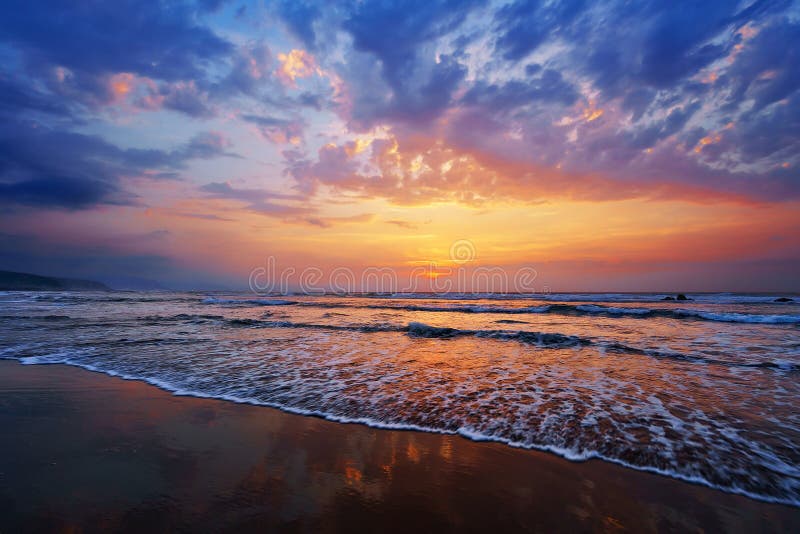 Beach shore at sunset stock photo. Image of holiday, nature - 59459648