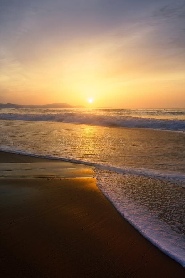 Beach shore at sunset stock photo. Image of golden, coastline - 93881942
