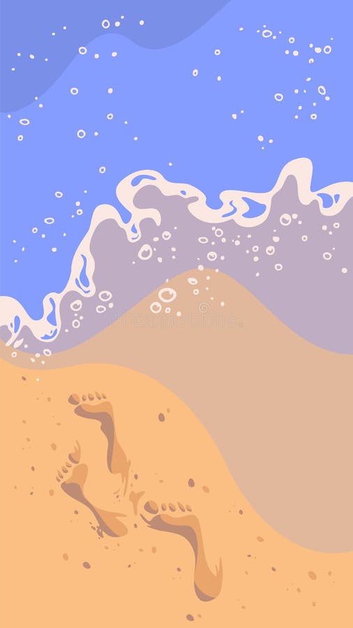 Beach Shoreline with Footprints Stock Vector - Illustration of ...