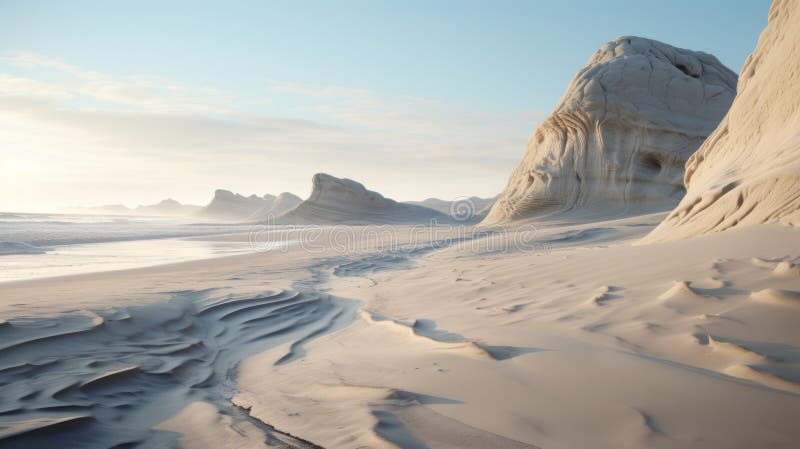 Dreamy Sandscapes: Unreal Engine 5 Beach Scene in Arctic Badlands Stock ...