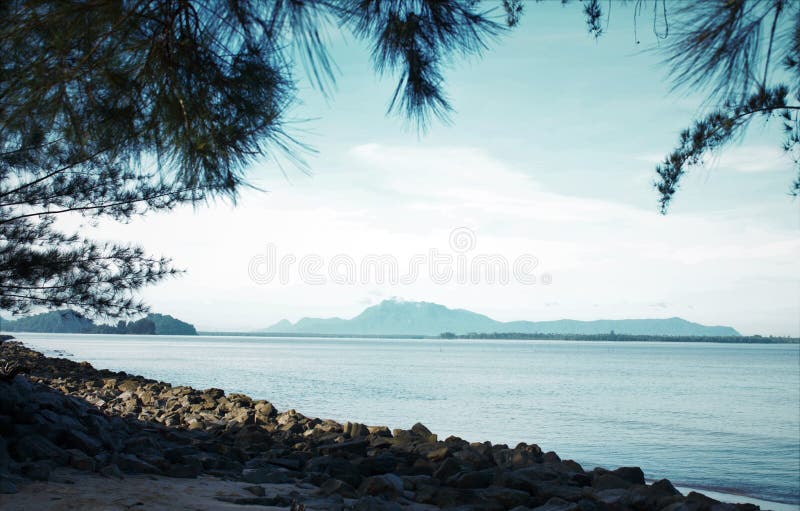 Beach Side Morning in at Puteri Beach in Sarawak Stock Image - Image of ...