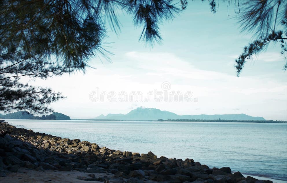 Beach Side Morning in at Puteri Beach in Sarawak Stock Image - Image of ...