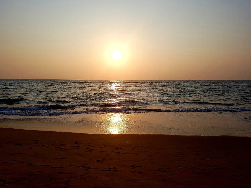 Beach side sunset stock image. Image of coast, horizon - 218722065