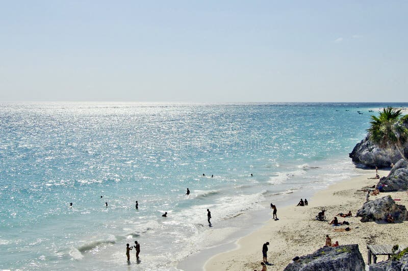 Beach in the Side of the Tulum Archeological Site Editorial Image ...