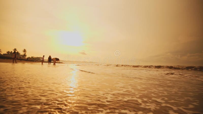 Beach Side View with Beautiful Sand and Waves and Bright Clouds in the ...