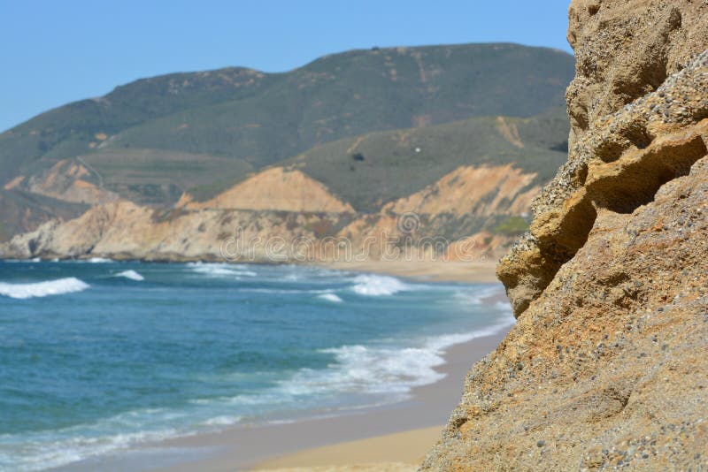 Beach Side View stock photo. Image of waves, mountain - 94654542