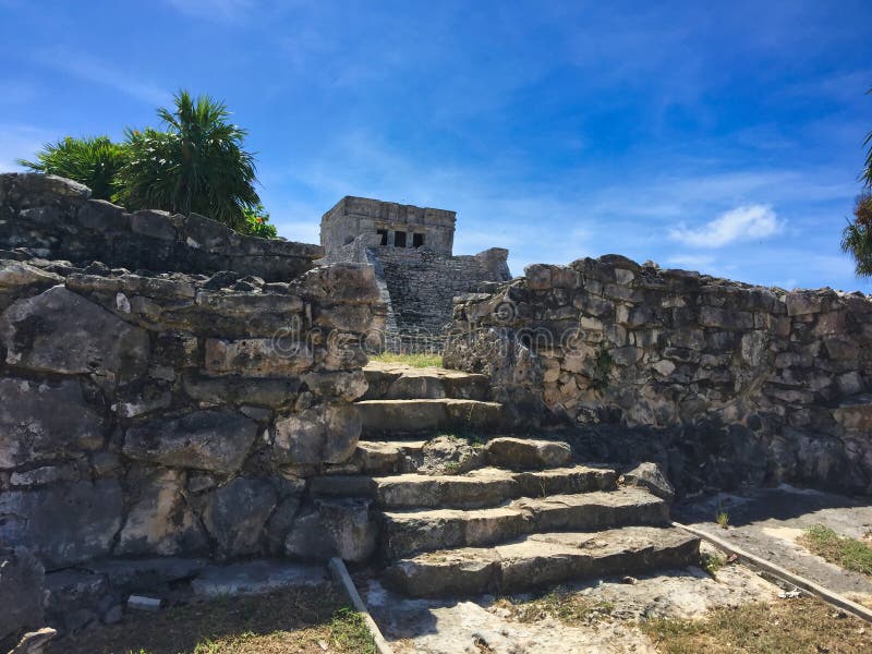 Steps To Tulum’s Main Pyramid in the Archaeological Zone Stock Image ...