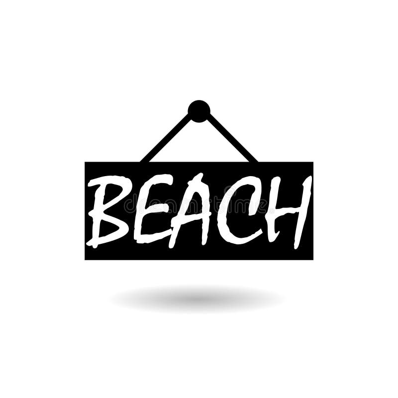 Beach Sign Logo with Shadow Stock Vector - Illustration of holiday ...