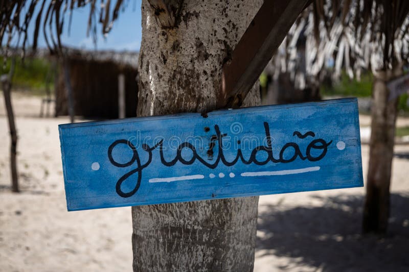 Beach Sign with a Positive Message. Typical Tropical Beach Sign Stock ...