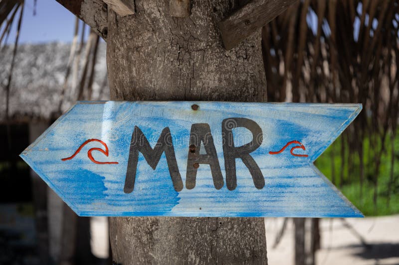 Beach Sign with a Positive Message. Typical Tropical Beach Sign Stock ...