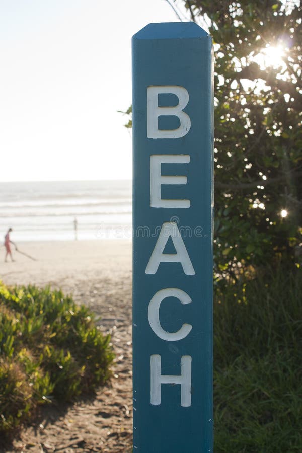 Beach Sign post stock image. Image of zealand, wood, outdoors - 32581661