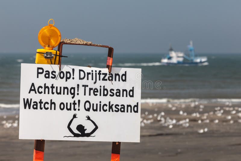 Beach Sign Warning For Quicksand Stock Image - Image of risk, nature ...