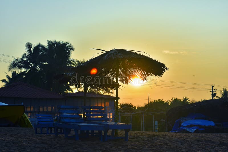 Beach Sitting Area in Goa during Sunset Stock Image - Image of ...